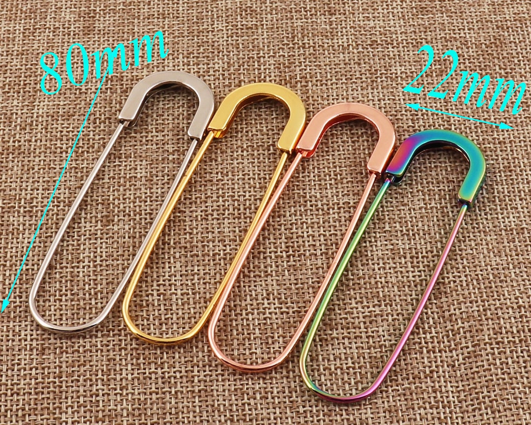10 PCS Metal Craft Safety Pins,80mm Rainbow/silver/gold/rose Gold ...