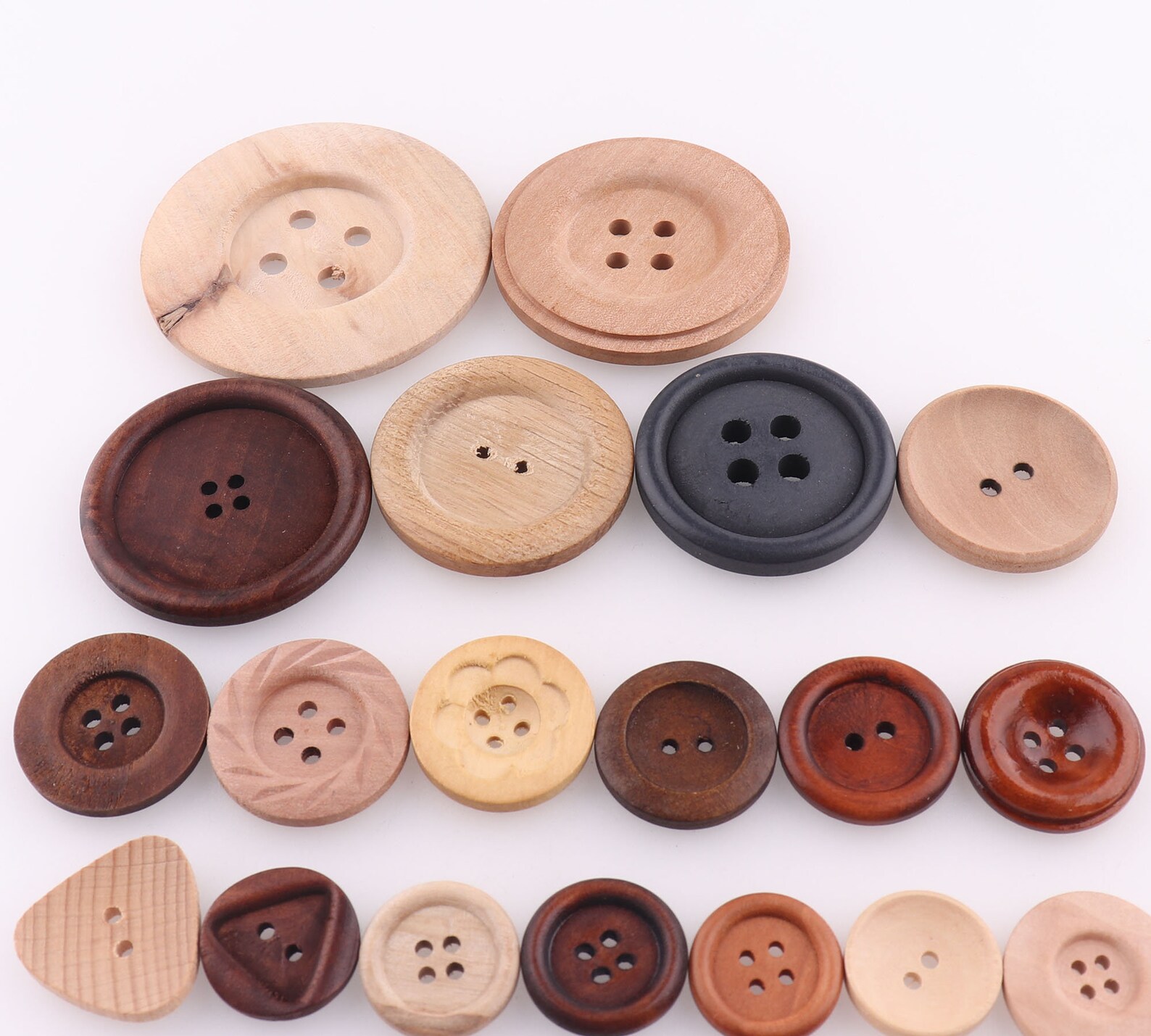 Wooden Button-26 Kinds of Size-flat Back Buttons Brown - Etsy