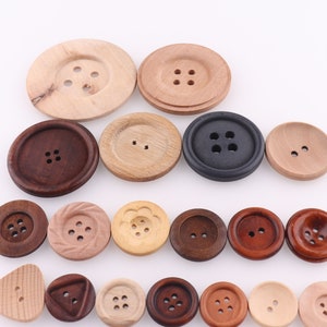 Wooden Button-26 Kinds of Size-flat Back Buttons Brown - Etsy