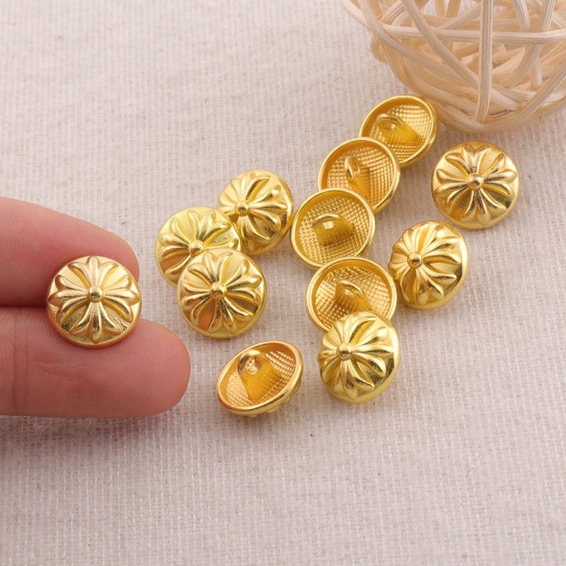 Vintage Button Flower Covers Gold Metal Buttons Shank Jewelry | Etsy