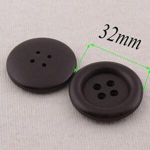 12 Pcs Brown Buttons Wooden,32mm Buttons DIY Buttons Wood Button,sewing ...