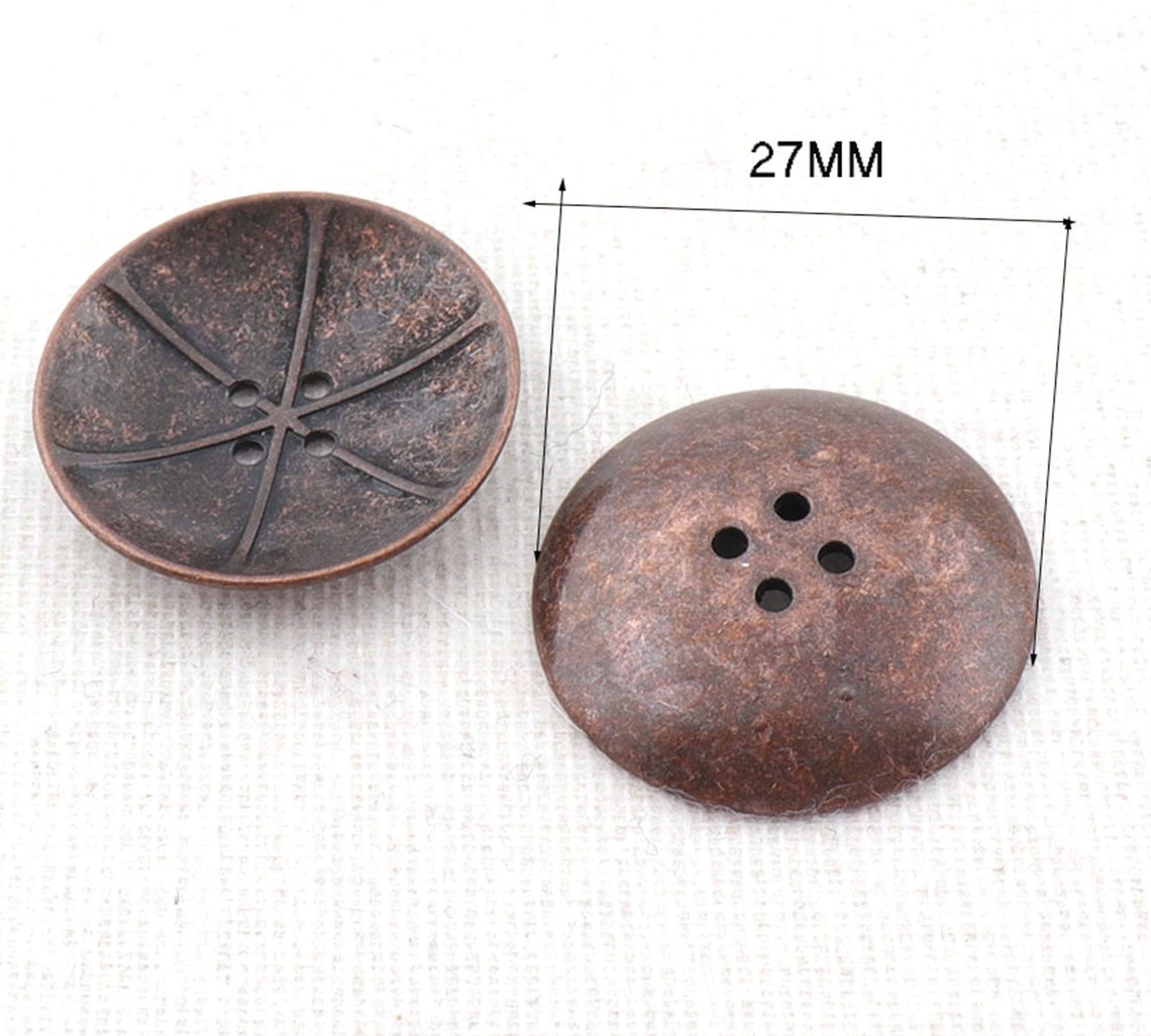 27mm Antique Copper Buttons Metal Buttons Bowl Shape 4 Holes - Etsy