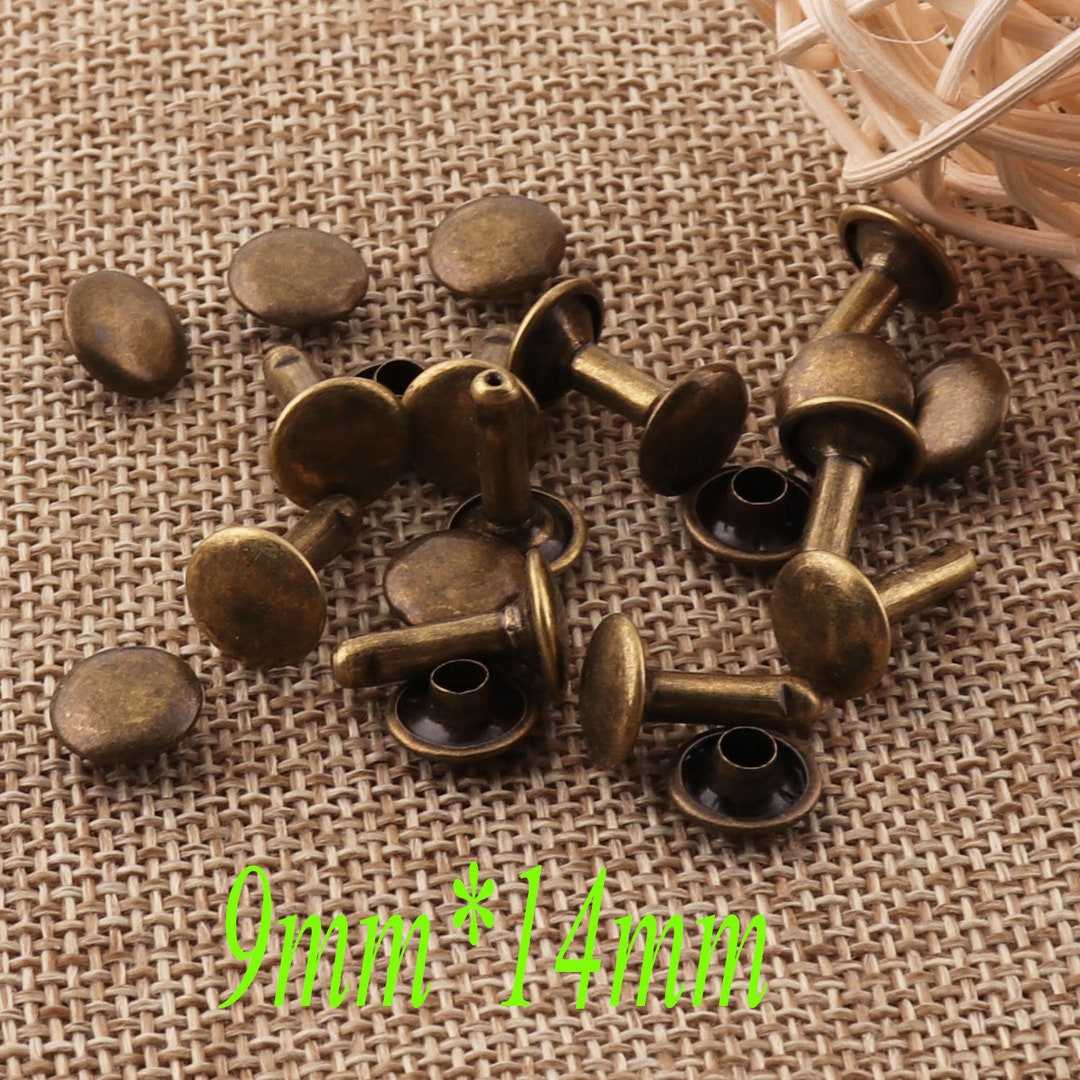 100sets ,double Cap Rivets,9mm Antique Bronze Dome Double Cap Round ...