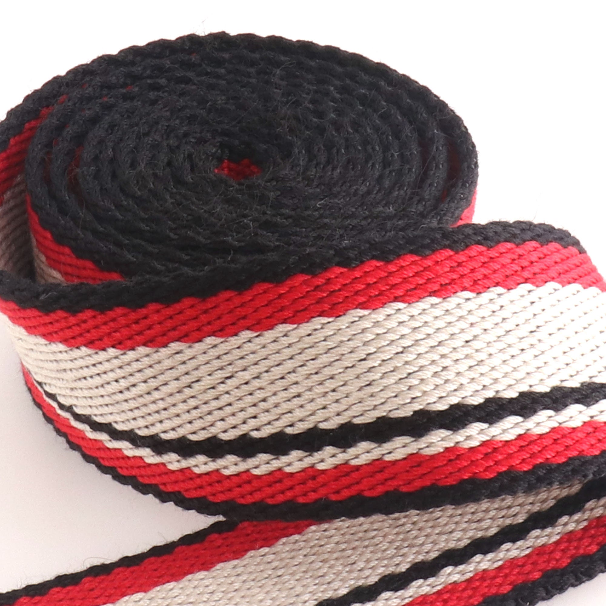 1 1/2 Inch 38mm Red White Black Striped Cotton Webbing Nylon - Etsy