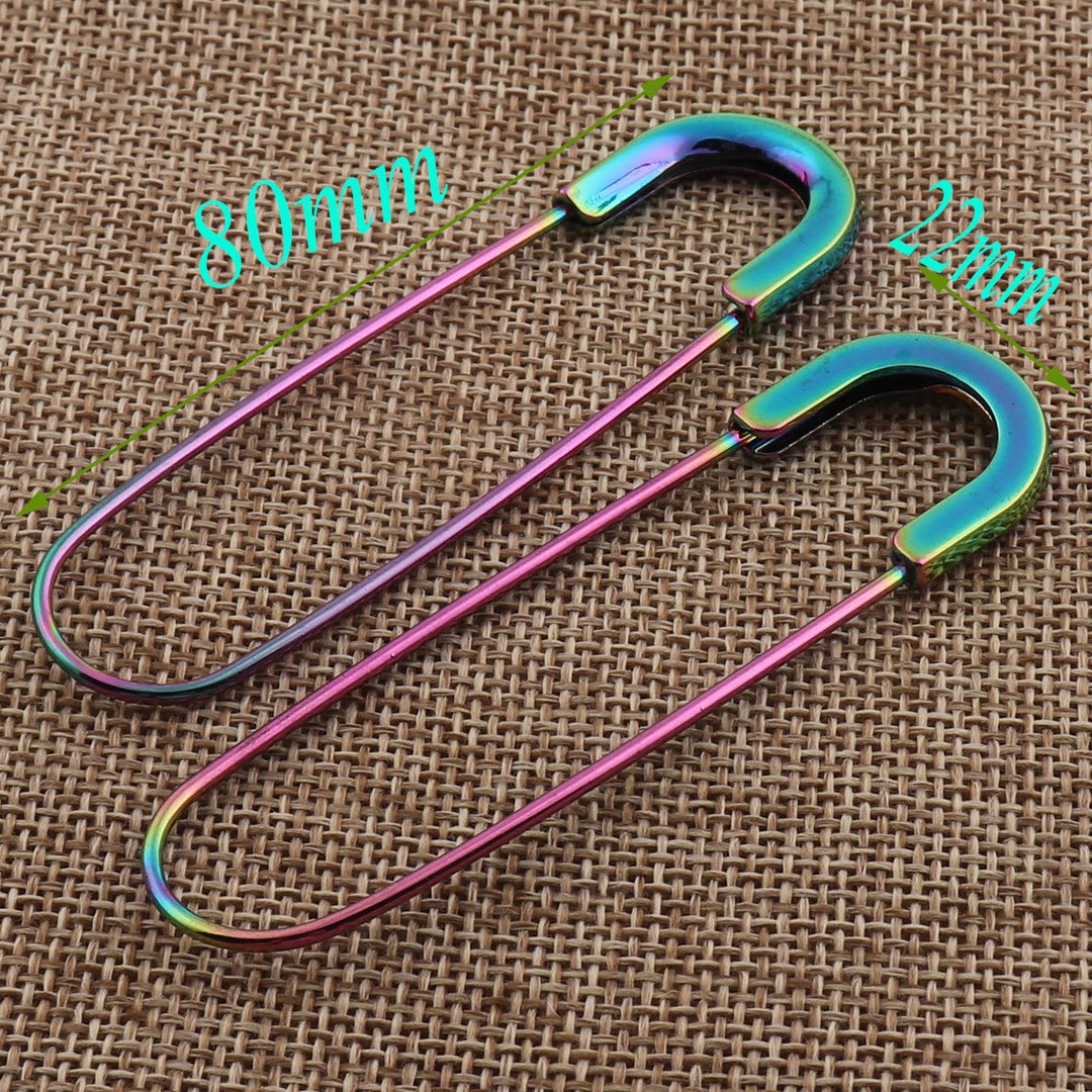 10 Safety Pins Rainbow 3 1/4"(80mm)craft Safety Pin Brooch Markers ...