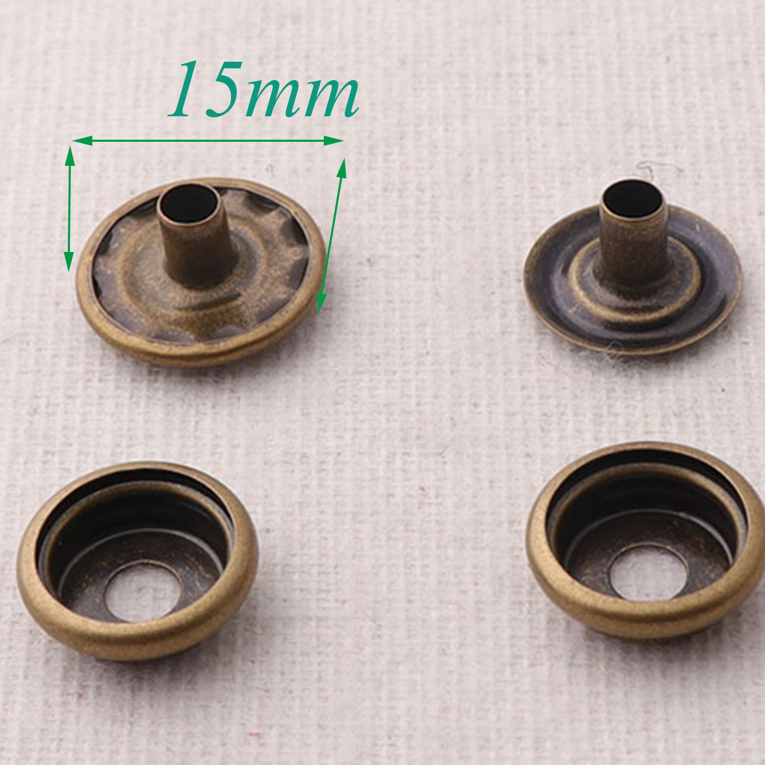 20 Unitsantique Bronze Snap Button Set15mm Round Square - Etsy