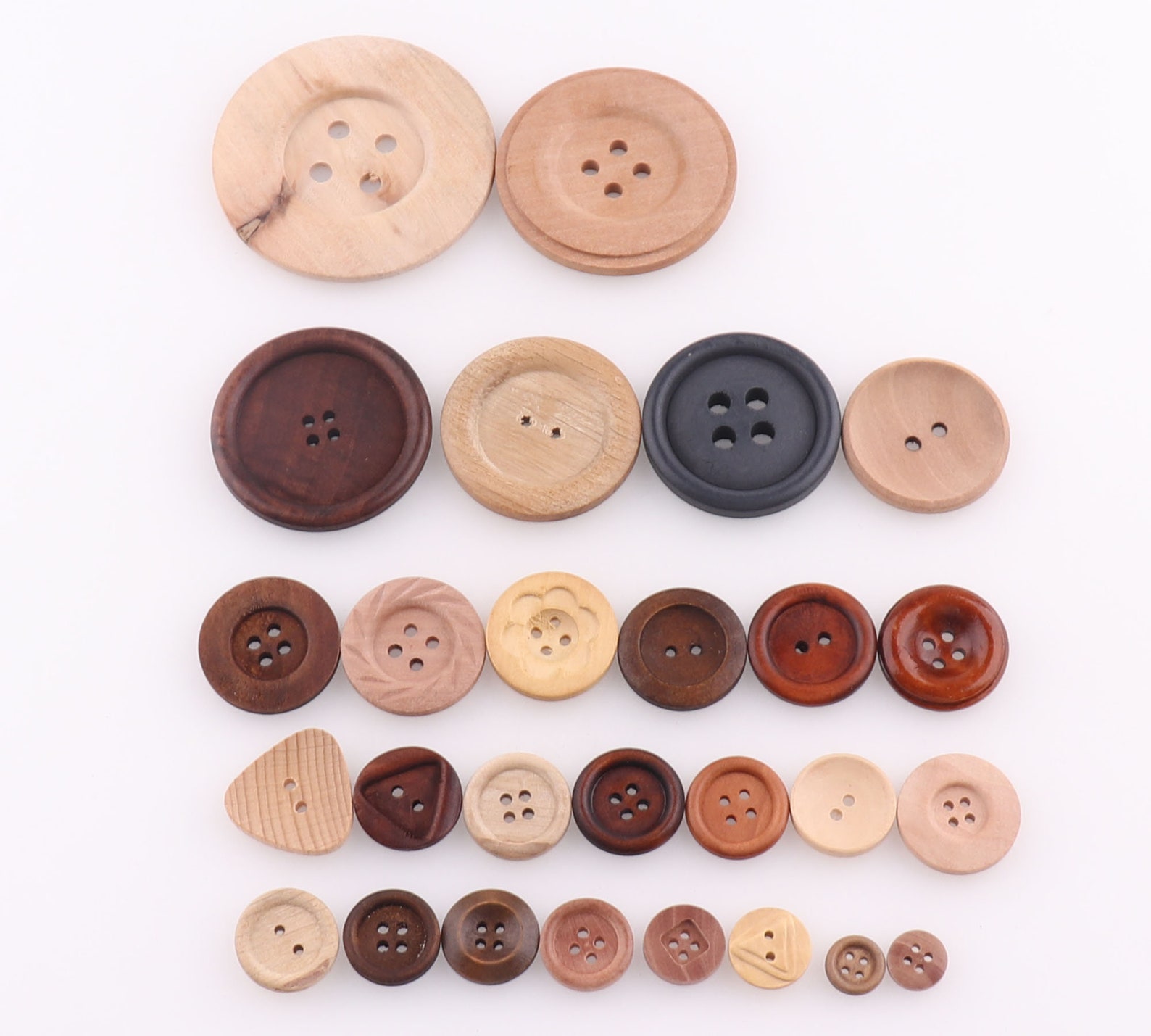 Wooden Button-26 Kinds of Size-flat Back Buttons Brown - Etsy