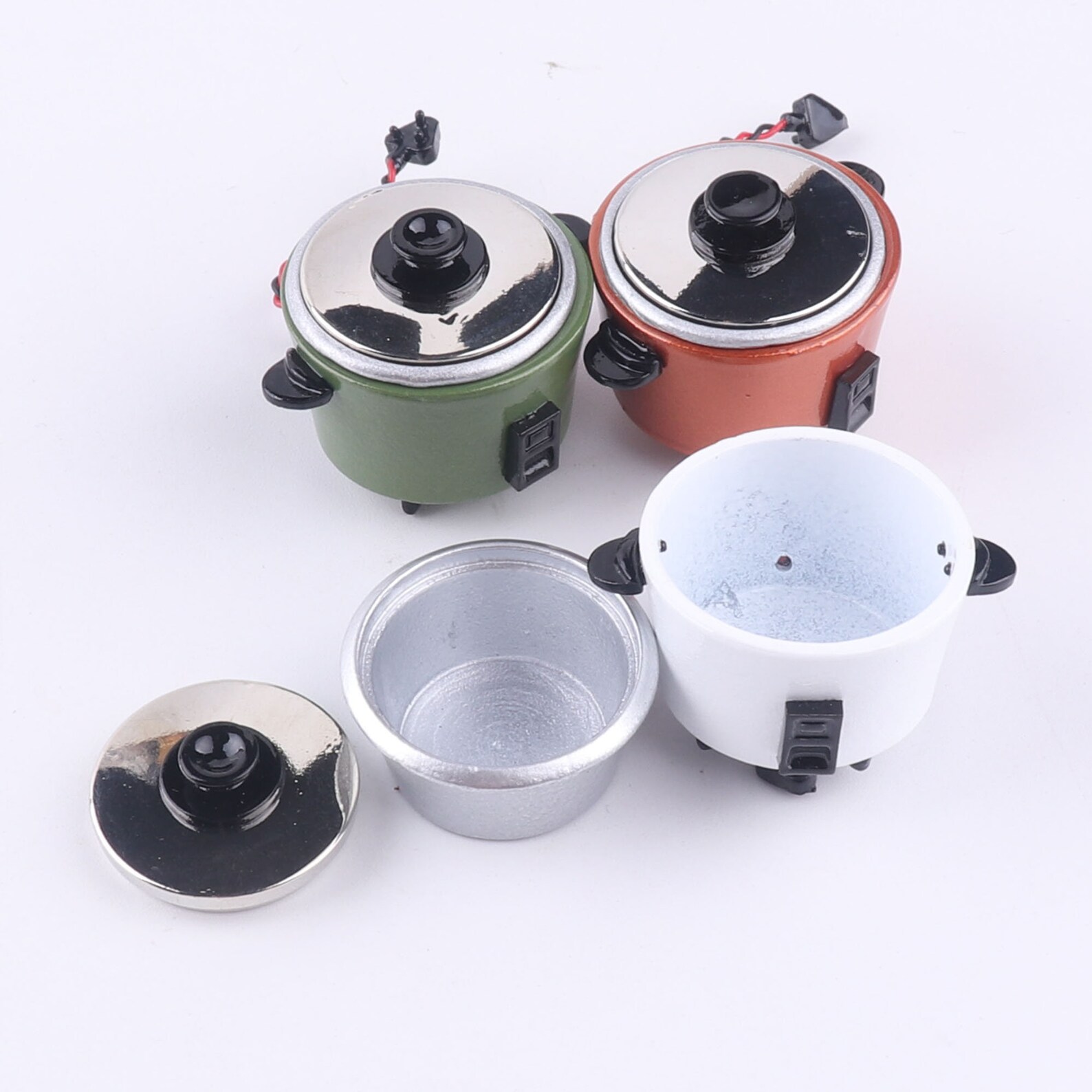 White/green/orange Miniature Cooker Rice Cooker,dollhouse Miniature ...
