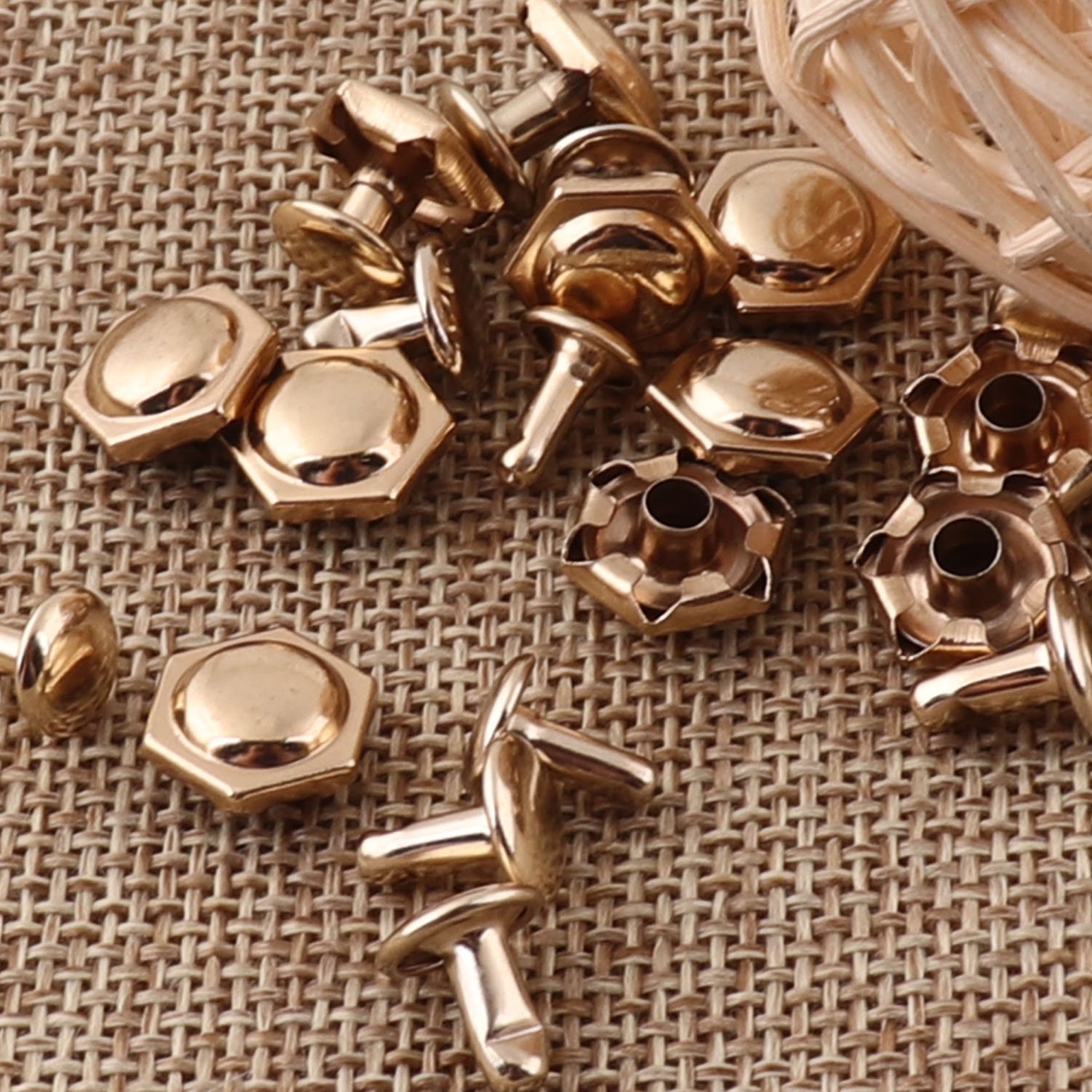 100sets Honeycomb Pale Gold Double Cap Rivets,studs Leather Craft Rivet ...