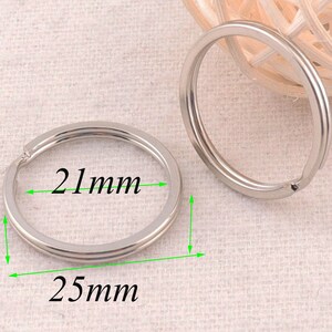 50 PCS Silver Flat Key Rings Split Ring,25mm Key Ring Chain Leather Key ...