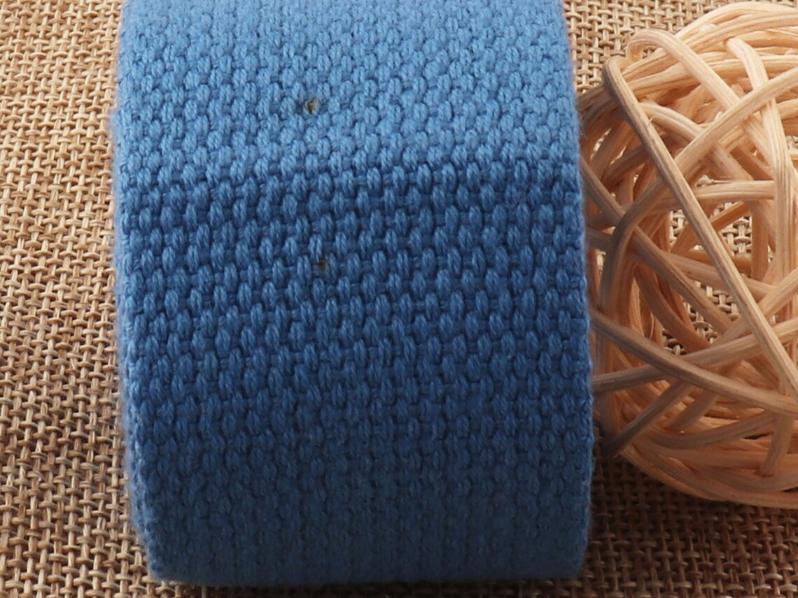 1 1/2 Cotton Webbingsolid Blue Webbing Key Fob Soft - Etsy