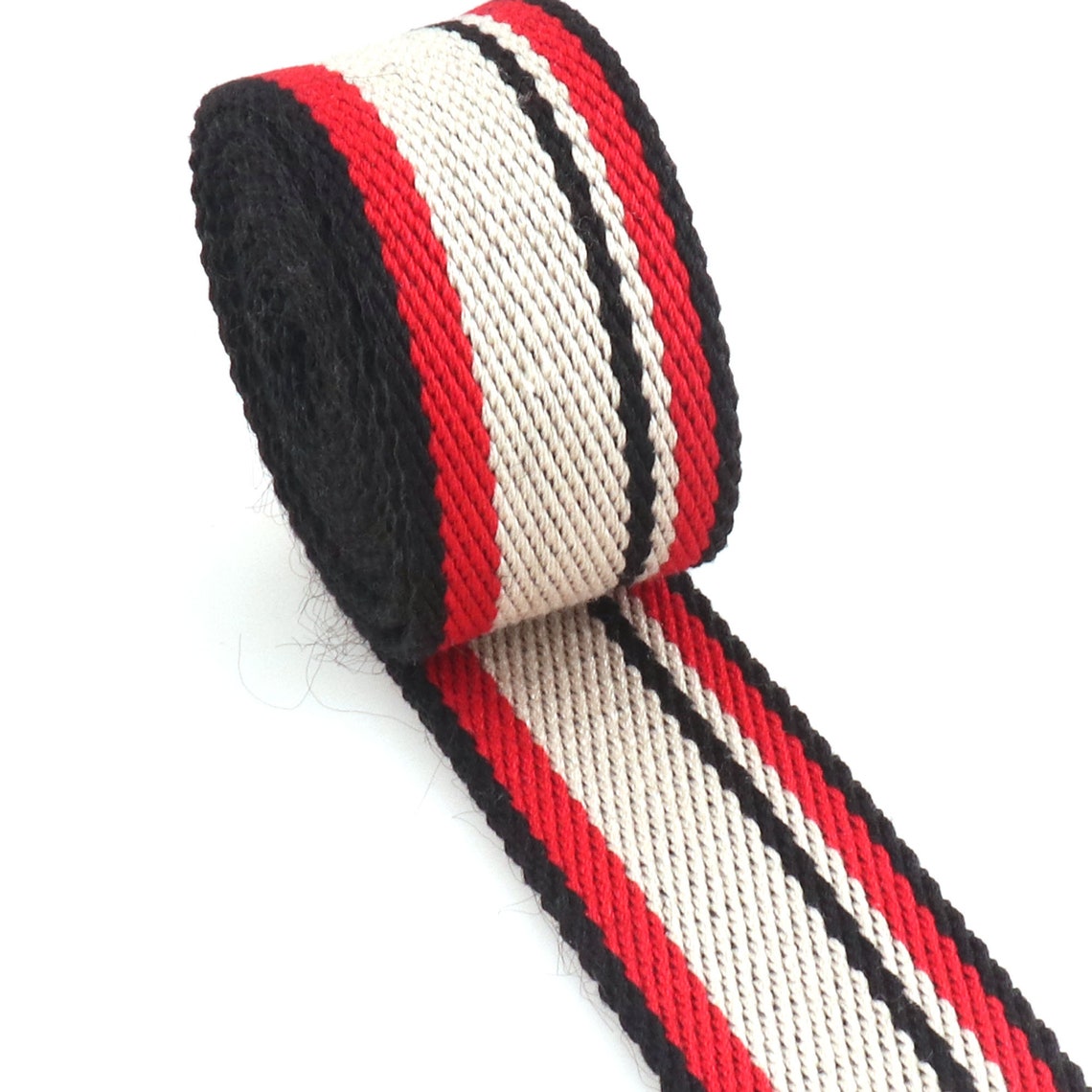 1 1/2 Inch 38mm Red White Black Striped Cotton Webbing Nylon - Etsy