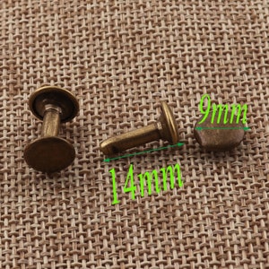 100sets ,double Cap Rivets,9mm Antique Bronze Dome Double Cap Round ...