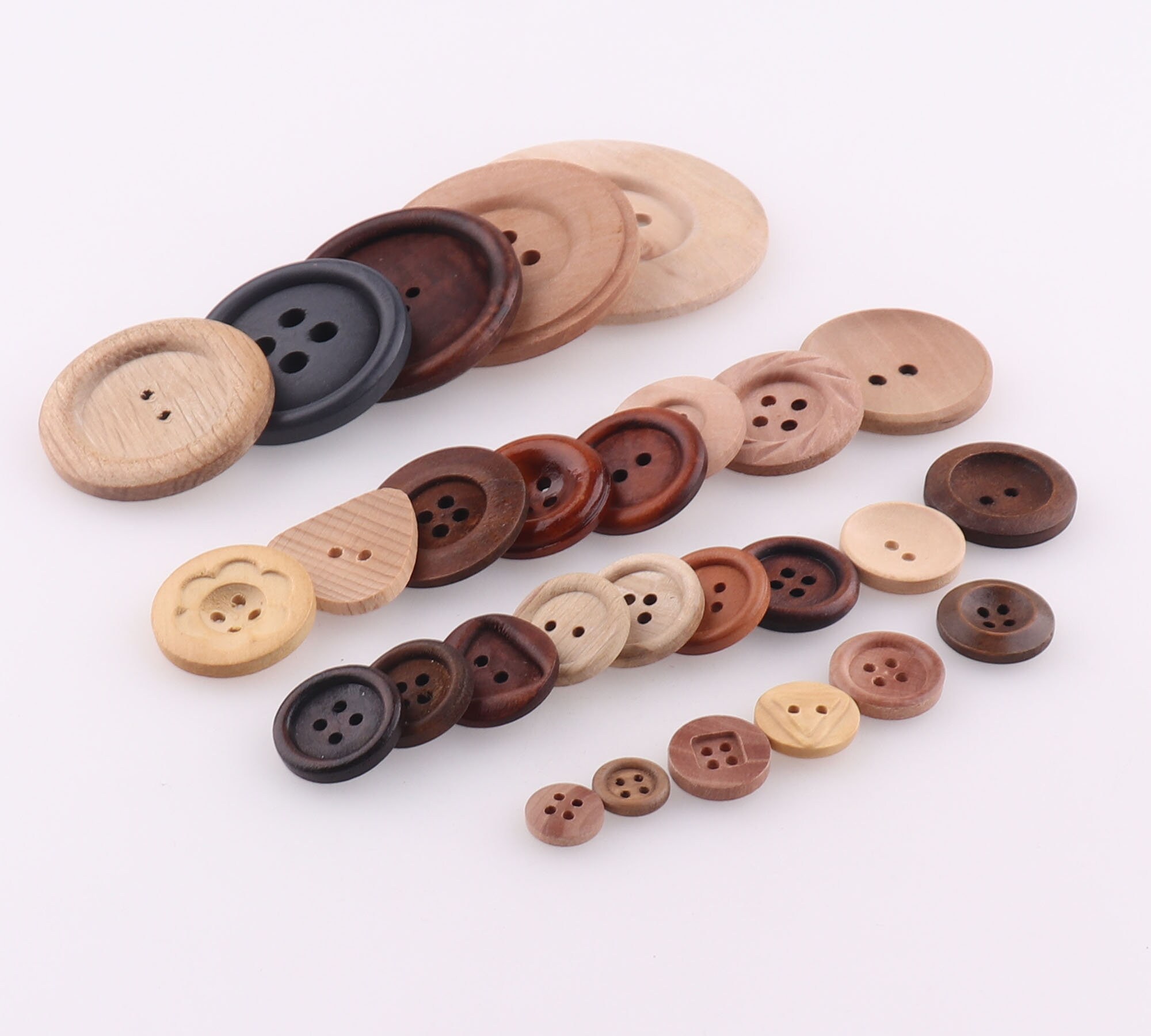 Wooden Button-26 Kinds of Size-flat Back Buttons Brown - Etsy
