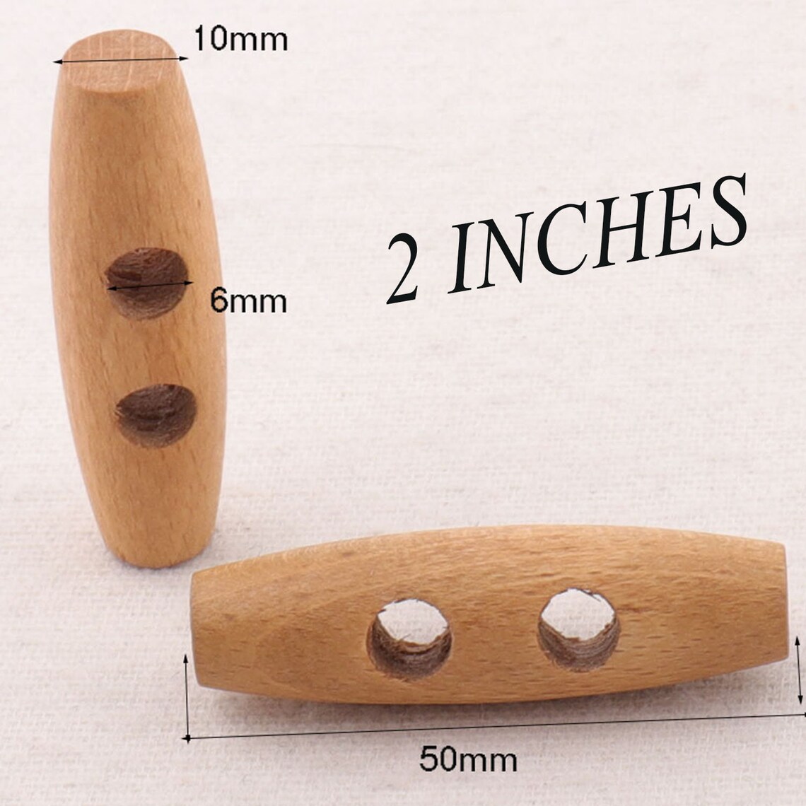 2 INCHES Yellow Large Toggle Buttons Wooden6 PCS Natural | Etsy