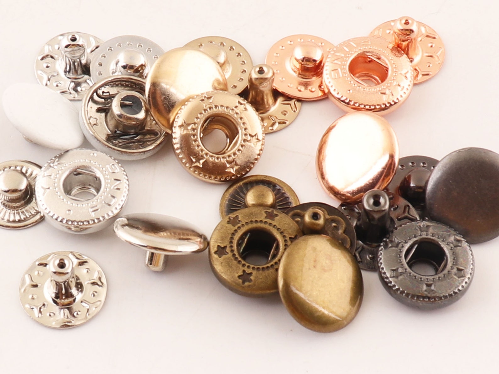 15 Units Metal Snap Button Set Fasteners Snap Charm Round - Etsy