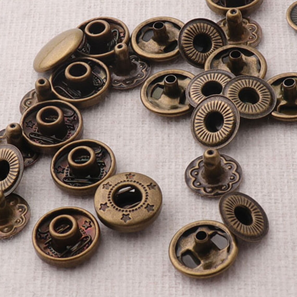 50 PCS Antique Bronze Snap Buttons 10mm Snap Fastener Leather - Etsy