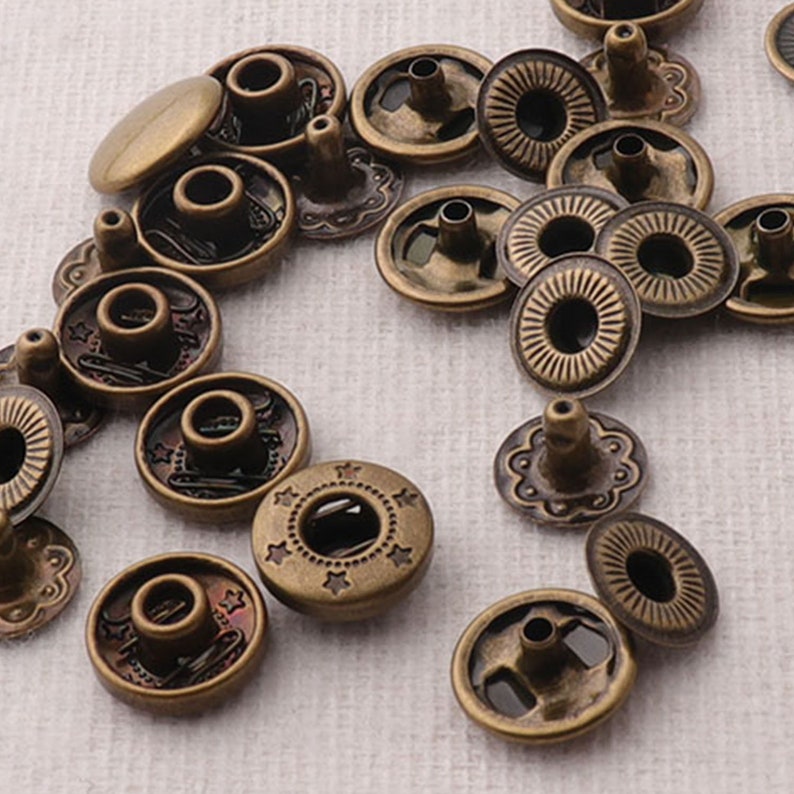 50 PCS Antique Bronze Snap Buttons 10mm Snap Fastener Leather - Etsy