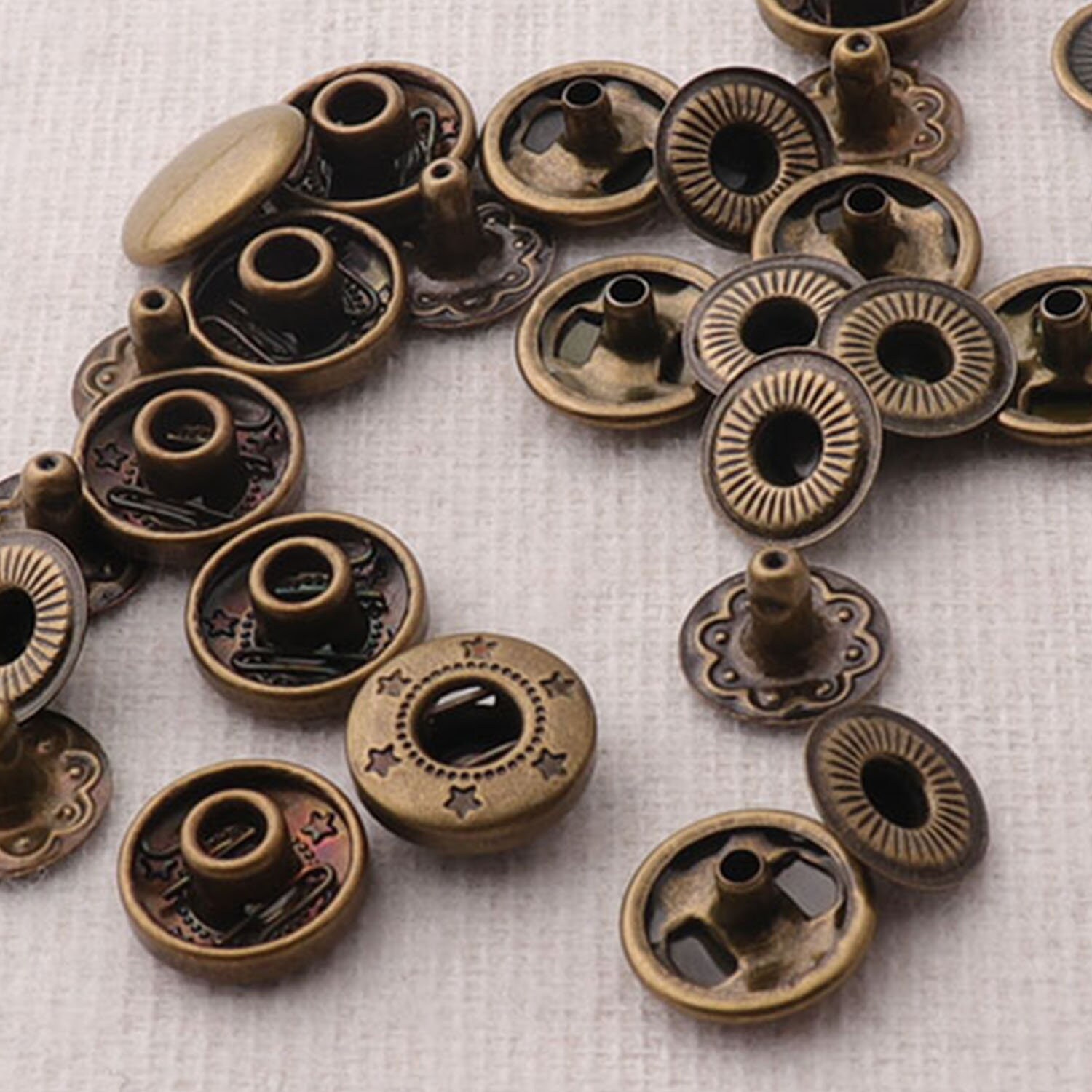 50 PCS Antique Bronze Snap Buttons 10mm Snap Fastener Leather Rapid ...
