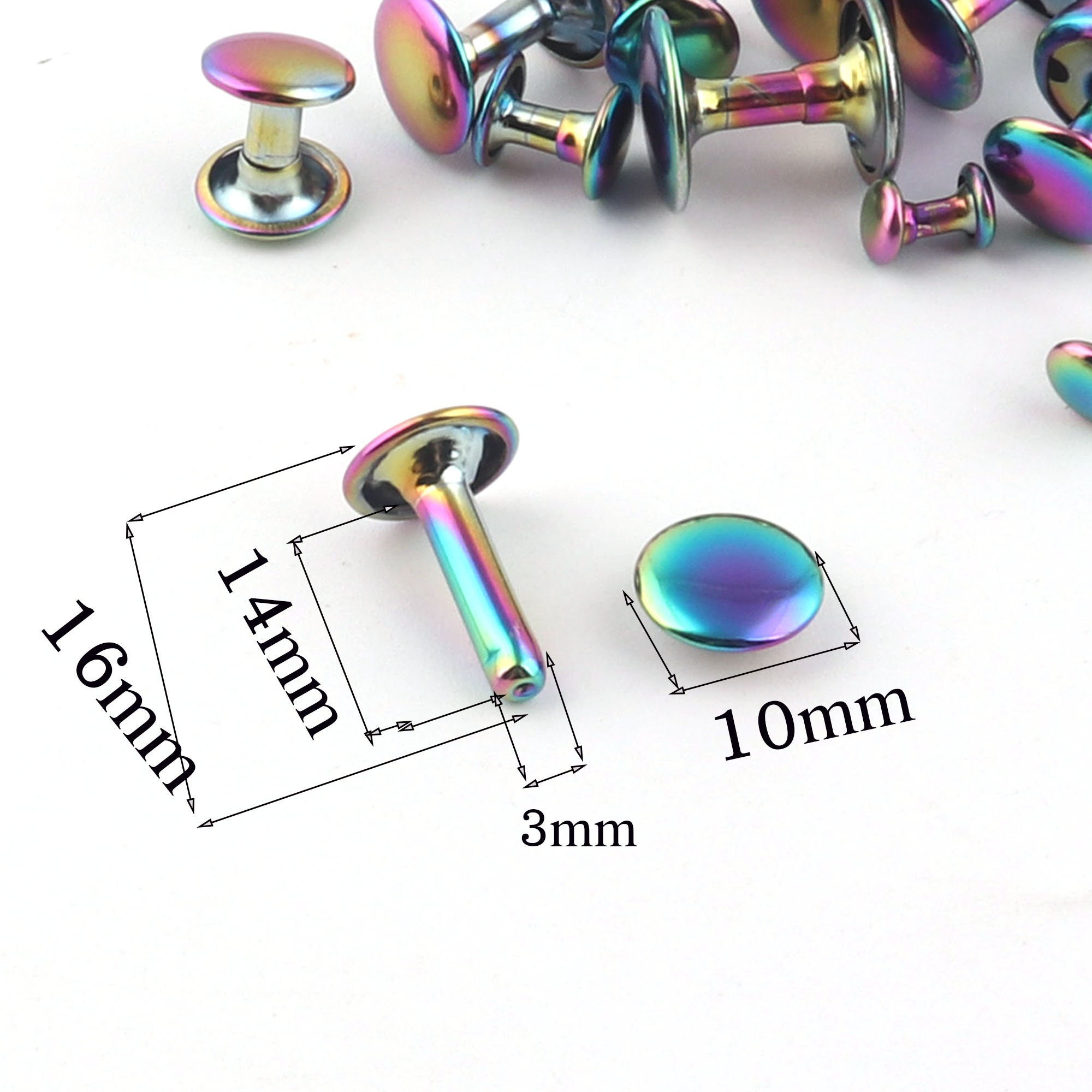 20-100SETS 5-12MM Rainbow Double Cap Rivets,studs Leather Craft Rivet ...