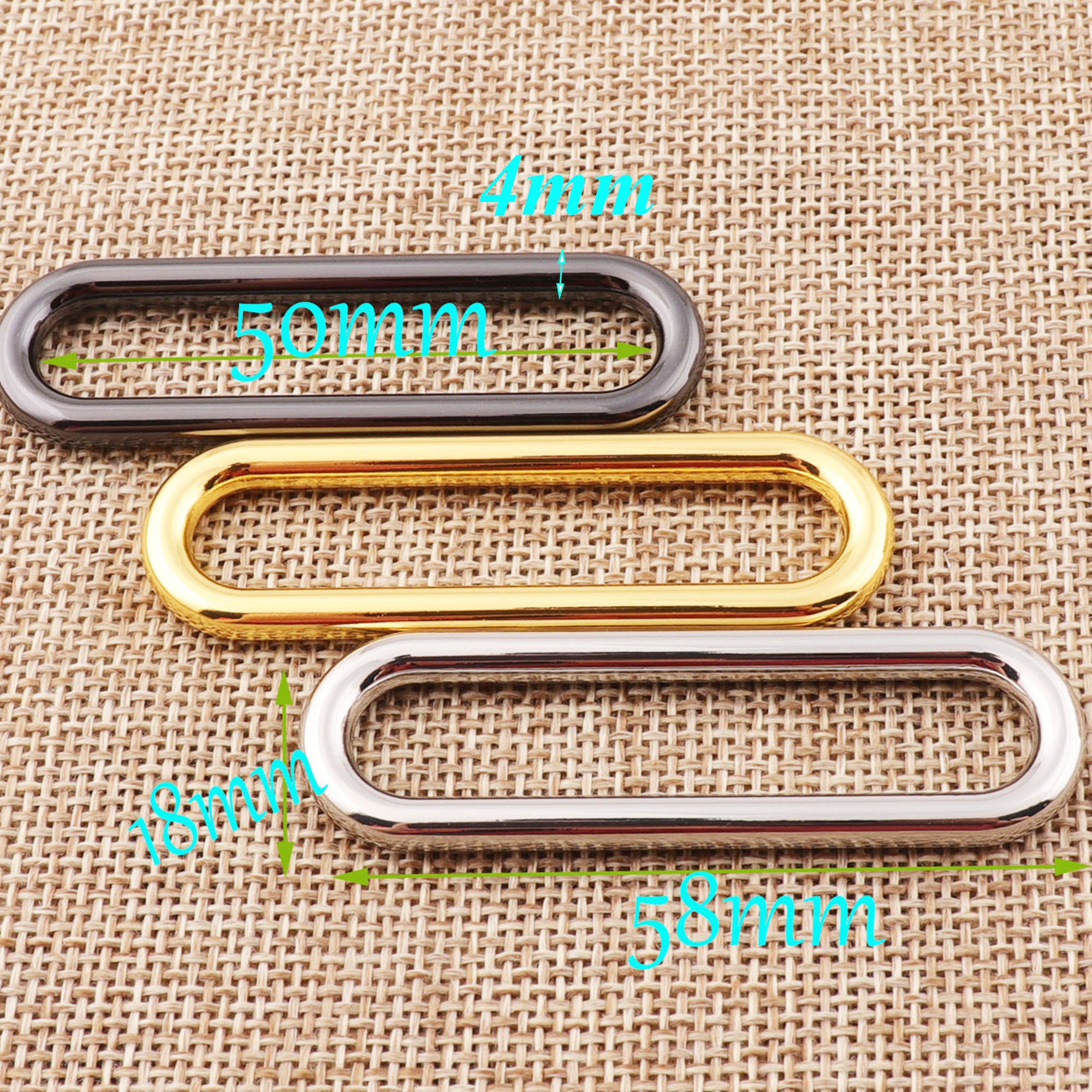 Oval Rectangle Rings 250mmsilver/gold/black Rectangle | Etsy