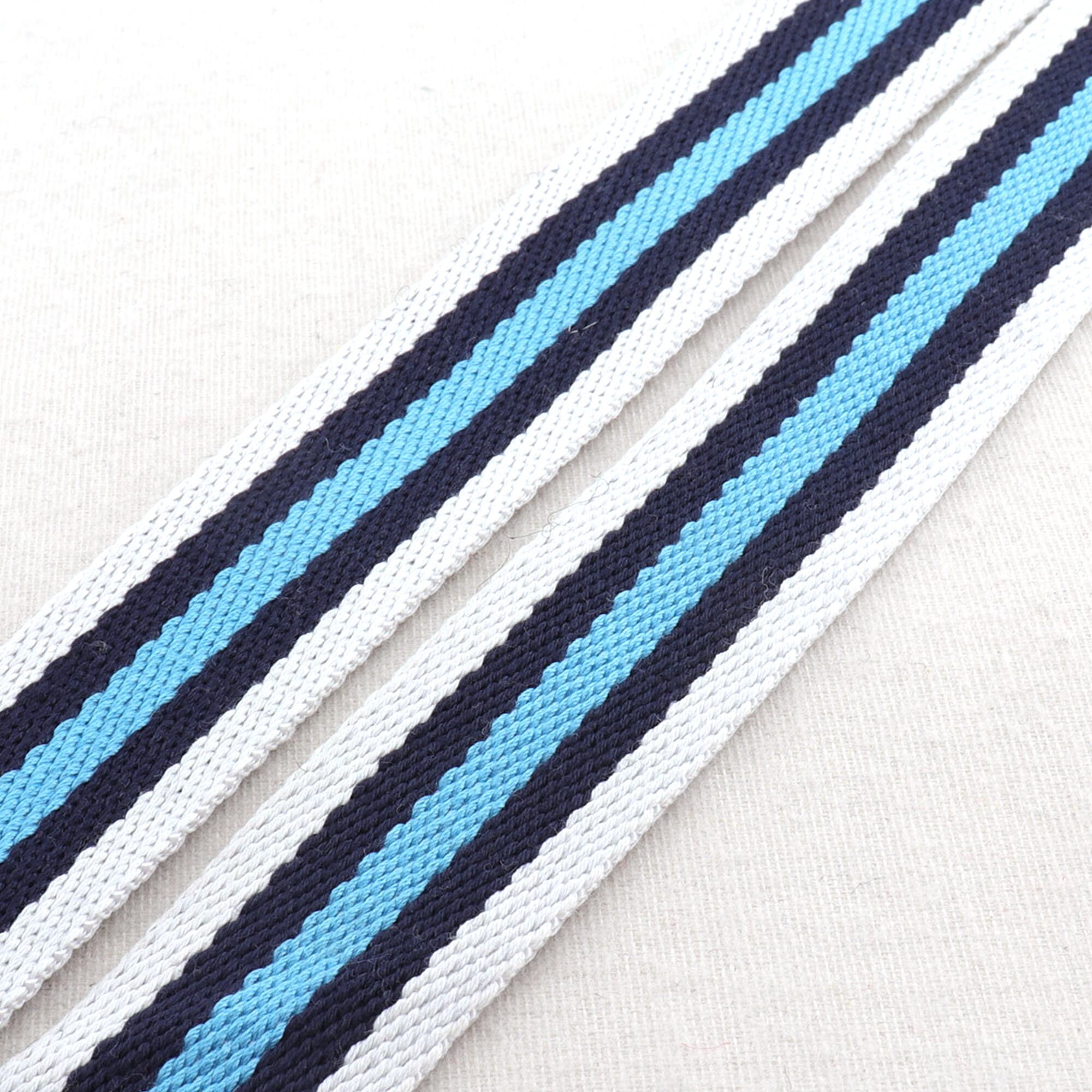 38mm Webbing Cotton Webbing Blue White Striped Webbing Ribbon - Etsy