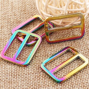 8pcs,multicolored Slider Buckle,125mm,rainbow Metal Adjustable Buckle ...