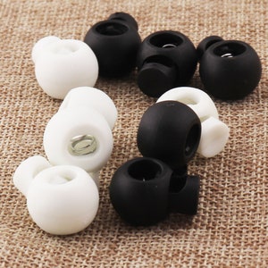 10 PCS White/black Cord Locks,craft Barrel Toggle Cord Lock, Cord Stop ...