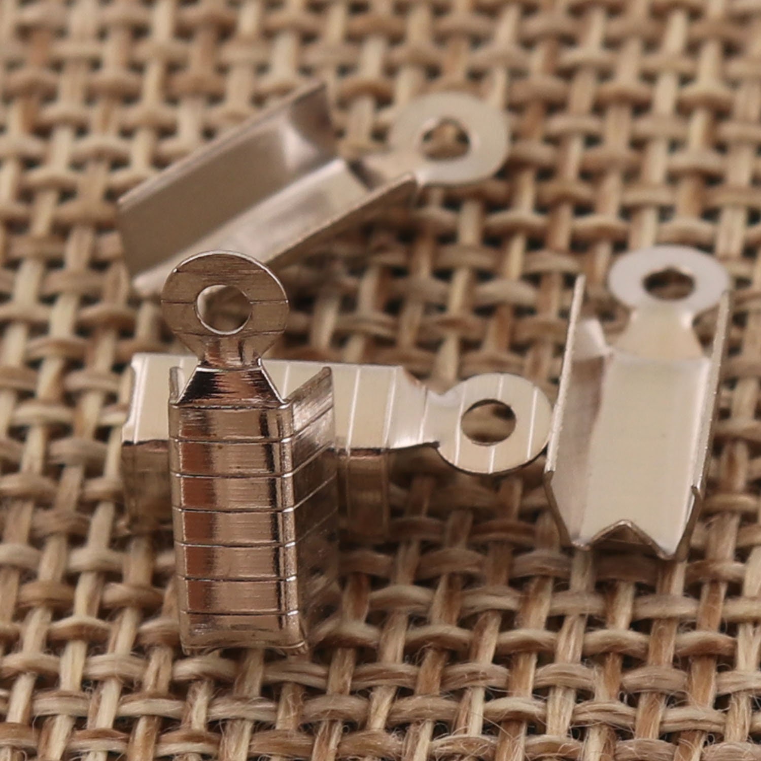 200 Pcs Crimp Ends Fasteners Claspsilver Smooth Fastener - Etsy