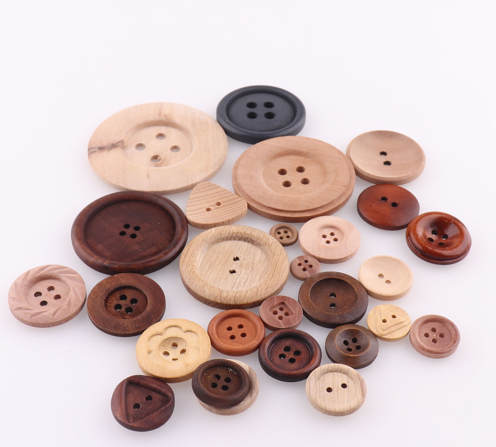 Wooden Button-26 Kinds of Size-flat Back Buttons Brown - Etsy