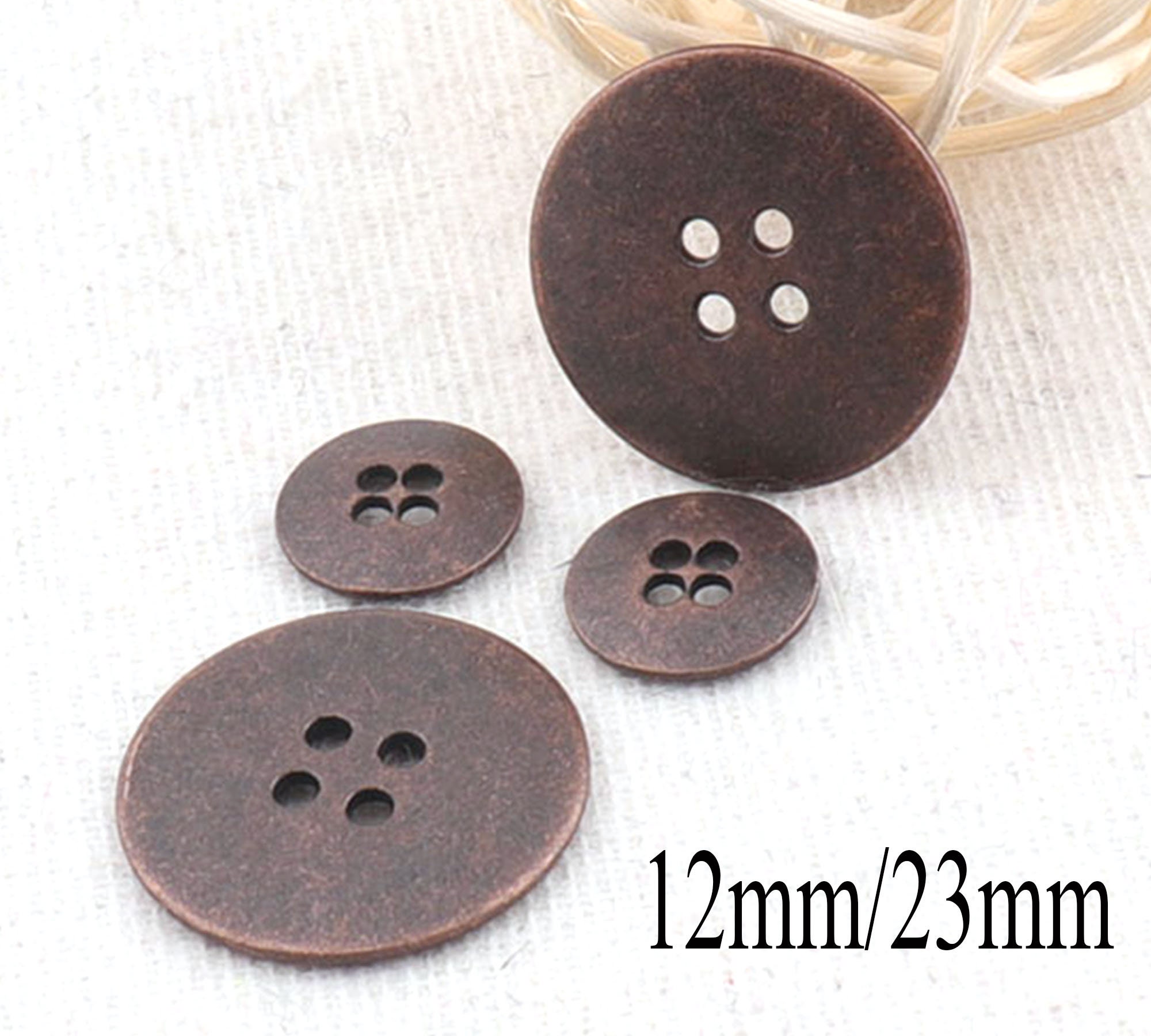 10 PCS Metal Button Antique Copper Buttons 4 Holes Flat - Etsy UK