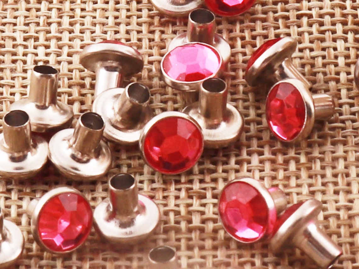 100pcs Crystal Rivetsrose Red Rapid Rivet Rhinestone - Etsy