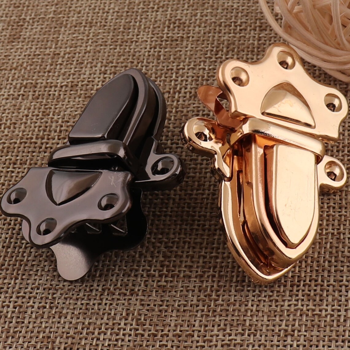 10 Black/gold Purse Locks, Twist Closure Lock,tuck Tongue Clasp,turn ...
