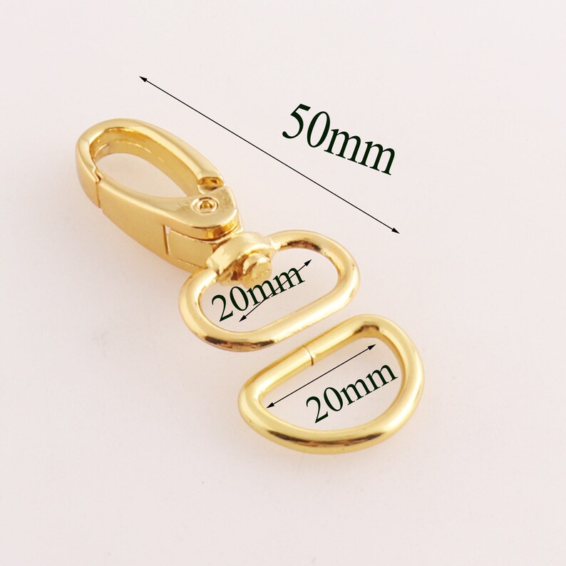 10 Sets Lobster Swivel Clasps D Rings,20mm Gold Purse Clasp Diy Purse ...