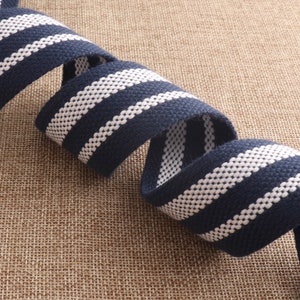 Navy Blue White Striped Webbing 38mm Cotton Webbing Nylon Webbing ...
