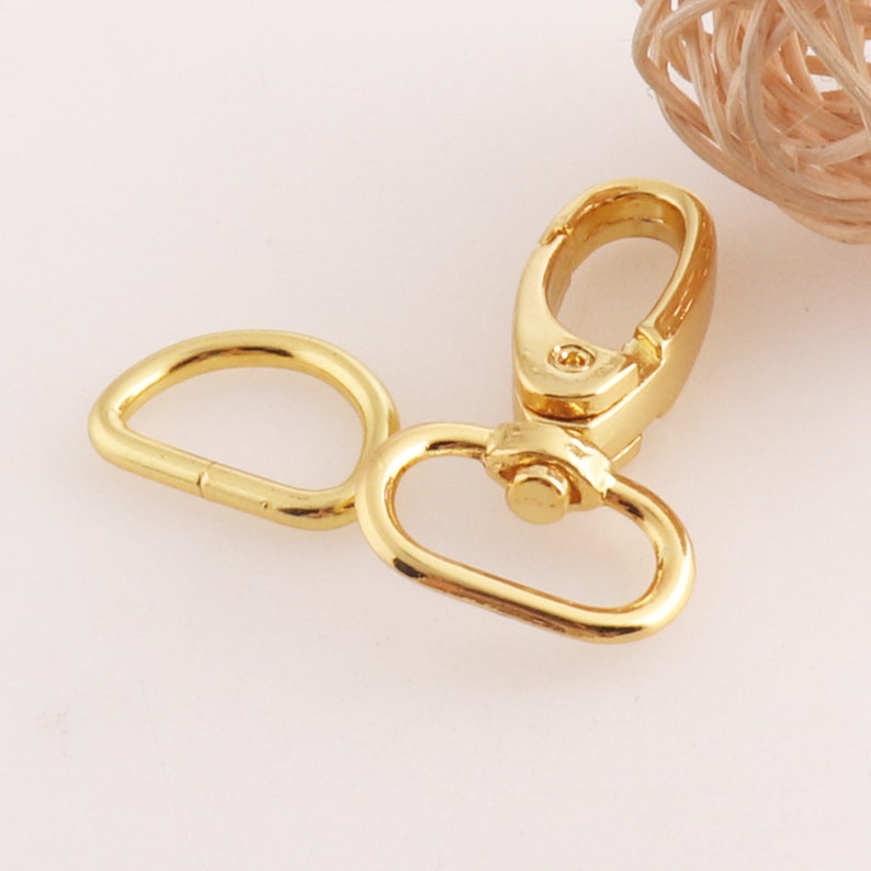 10 Sets Lobster Swivel Clasps D Rings,20mm Gold Purse Clasp Diy Purse ...