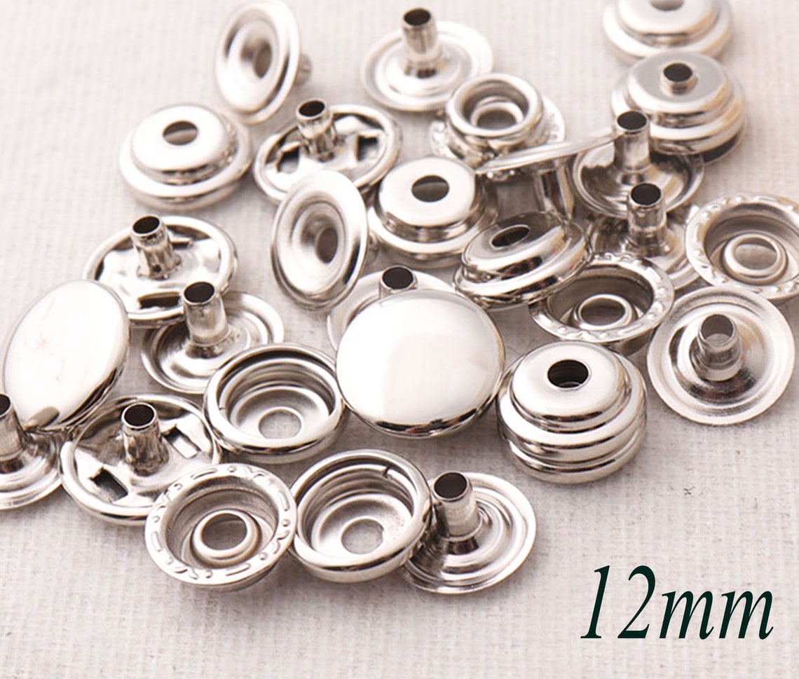 30 Sets Metal Silver Snap Buttons12mm Snap Fastener Leather - Etsy