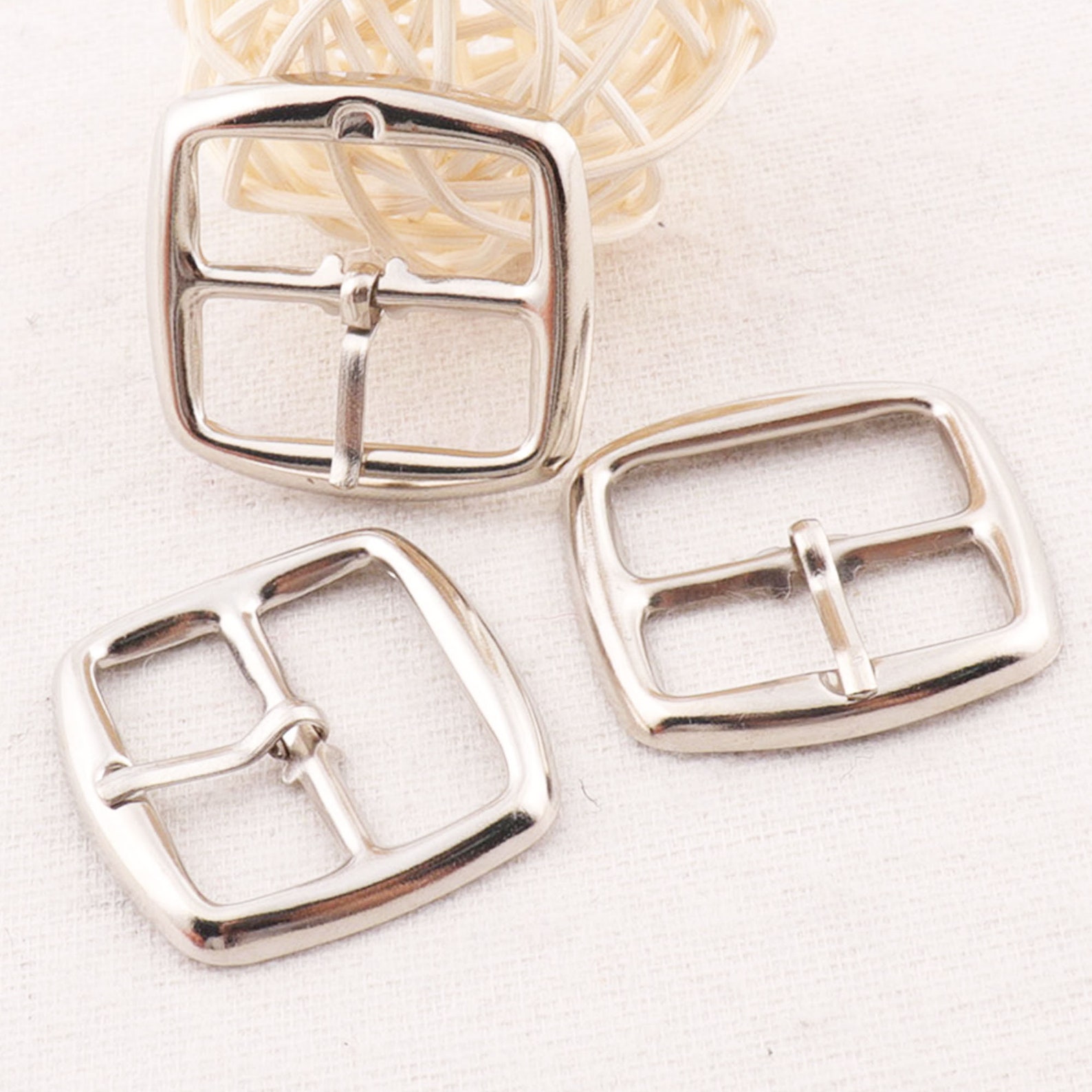 10 Pcs Silver Buckles,strap Buckle Fasteners Belt Buckle Square Center ...
