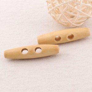 10pcs Pale Yellow Large Toggle Buttons Wooden,2 Inches DIY Necklace ...
