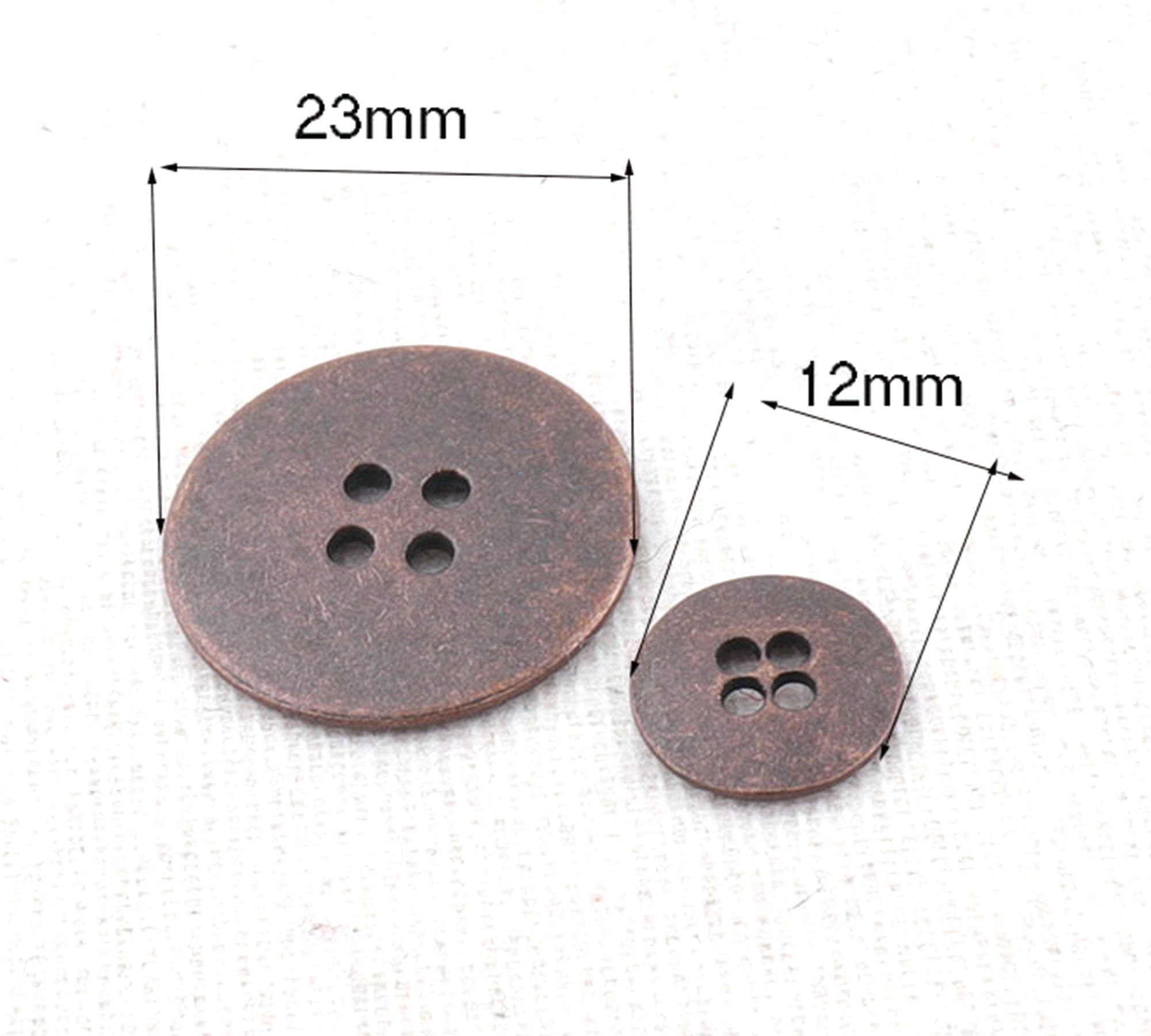 10 PCS Metal Button Antique Copper Buttons 4 Holes Flat - Etsy UK