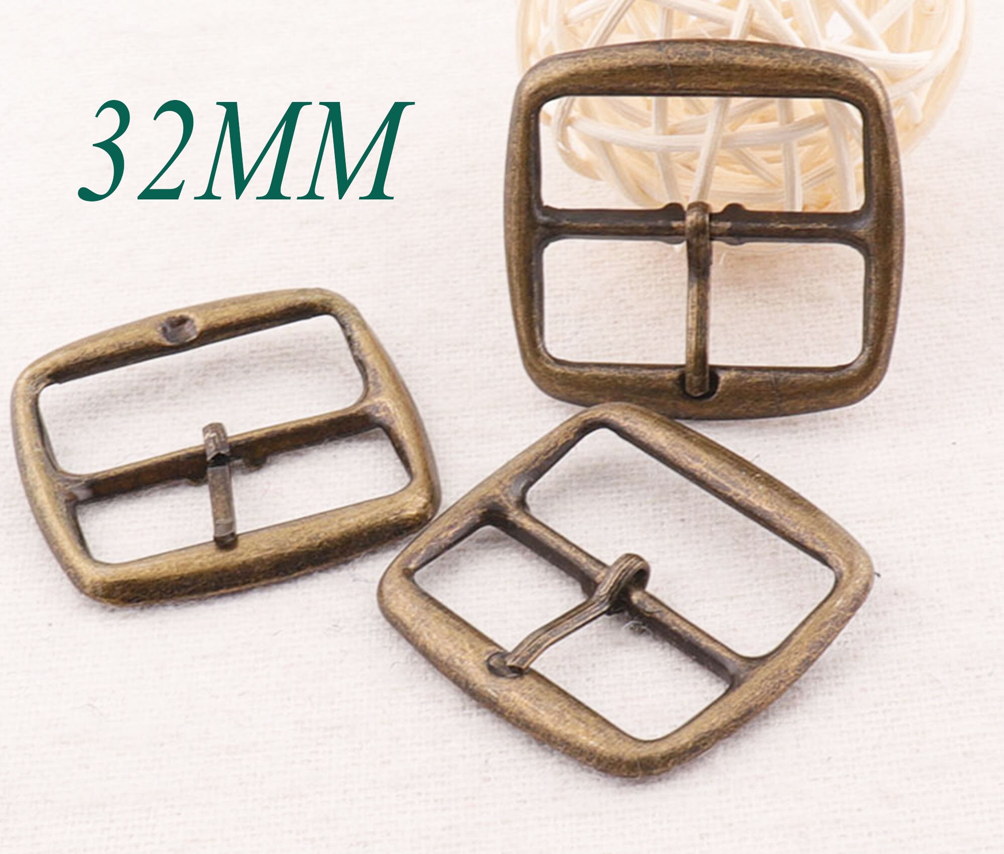 30 PCS Atique Bronze Strap Buckle,32mm Square Center Bar Buckles ...