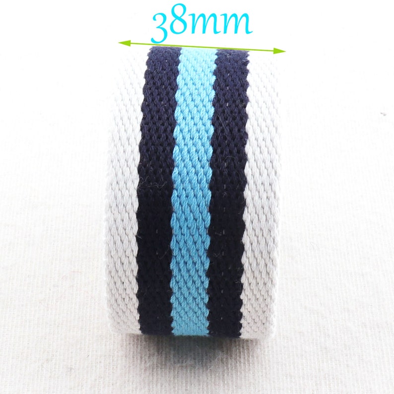 38mm Webbing Cotton Webbing Blue White Striped Webbing Ribbon - Etsy