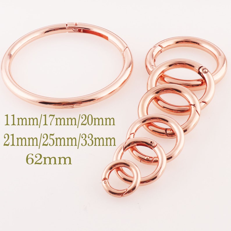 6 PCS Rose Gold Spring Rings,spring Gate Ring,o-rings,push Gate O Rings ...