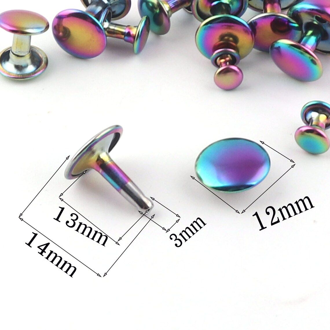 20-100SETS 5-12MM Rainbow Double Cap Rivets,studs Leather Craft Rivet ...