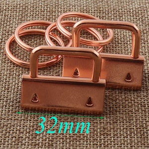 10 PCS Rose Gold Key Fobs Hardware,32mm Key Fob Hardware With Key Rings ...