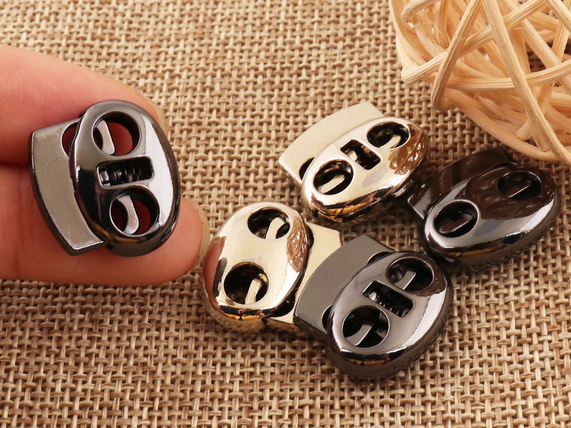 12 Pcs Silver/gunmetal Double Barrel Toggle Cord Lockspring - Etsy