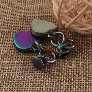 10 Pcs Rainbow Head Zipper Slider Puller,4mm Heart Zipper Heads,zipper ...