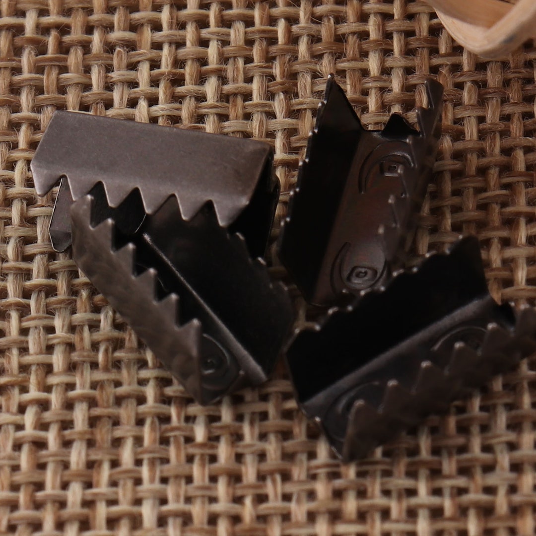 100 Pcs Crimp Ends Fasteners Clasp,12mm Black Smooth Fastener Crimp ...