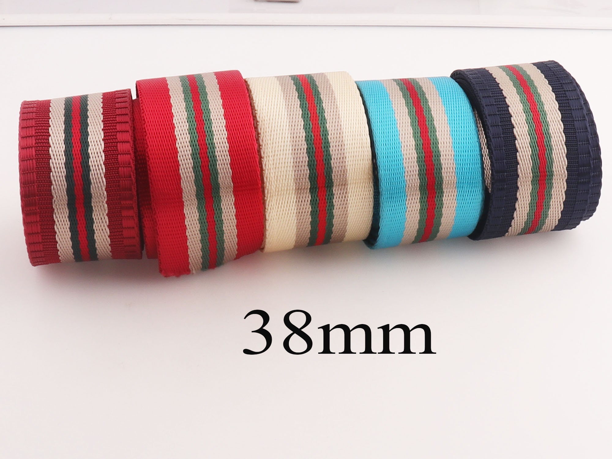 38mm patterned webbingBlue/Red webbingpurse strappatterned | Etsy