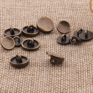 10 Metal Buttons 3/8"/1/2"(9mm/12mm)antique Bronze Shank Vintage ...
